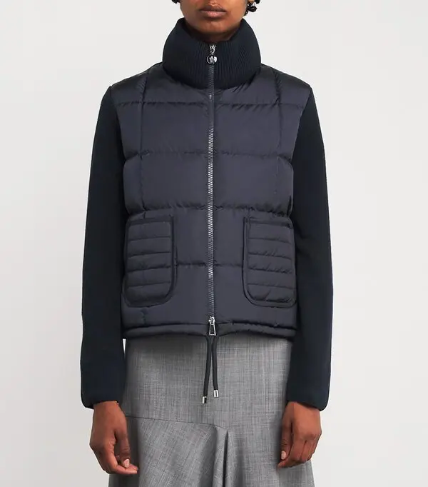 Moncler Down And Wool Panel Cardigan