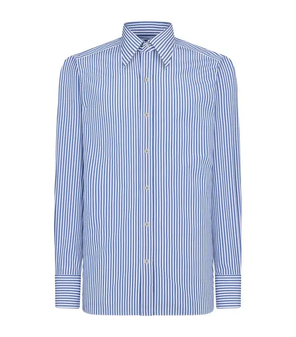 TOM FORD Cotton Baton Stripe Shirt - Navy