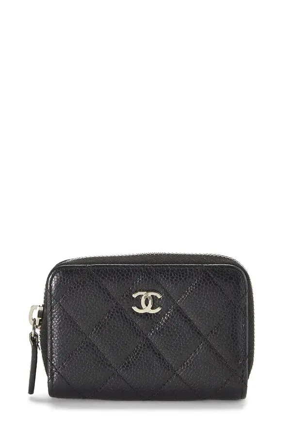 Chanel Caviar Zip Around Coin Purse - Black