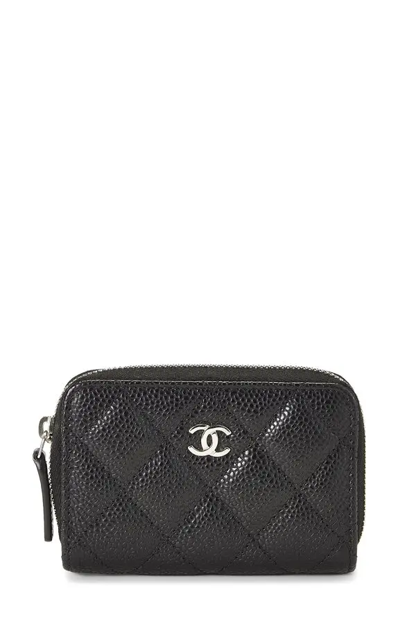 Chanel Caviar Zip Around Coin Purse - Black