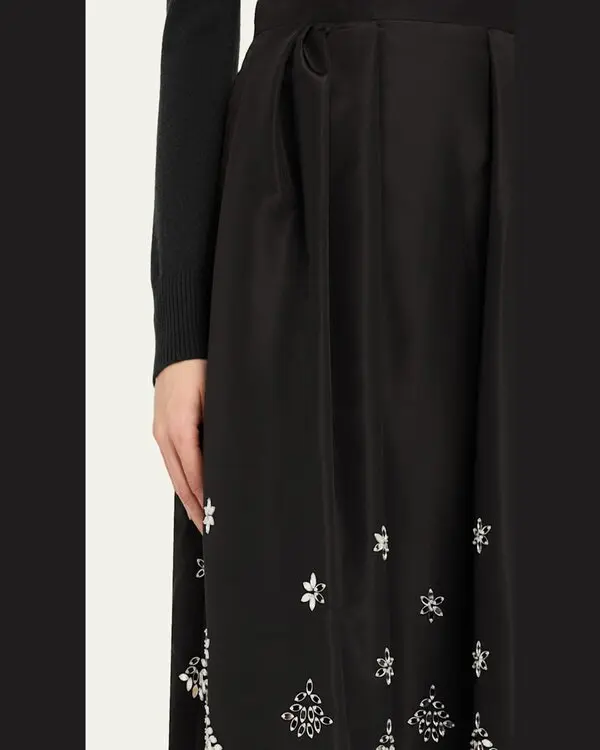 Oscar De La Renta Fern Embroidered Midi Skirt