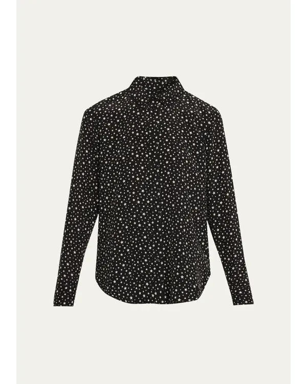 NILI LOTAN Spotted Silk Blouse - Obsidian/i
