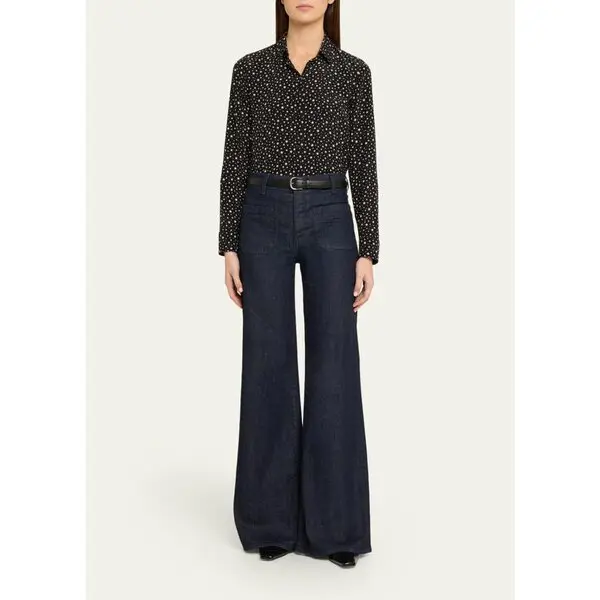 NILI LOTAN Spotted Silk Blouse