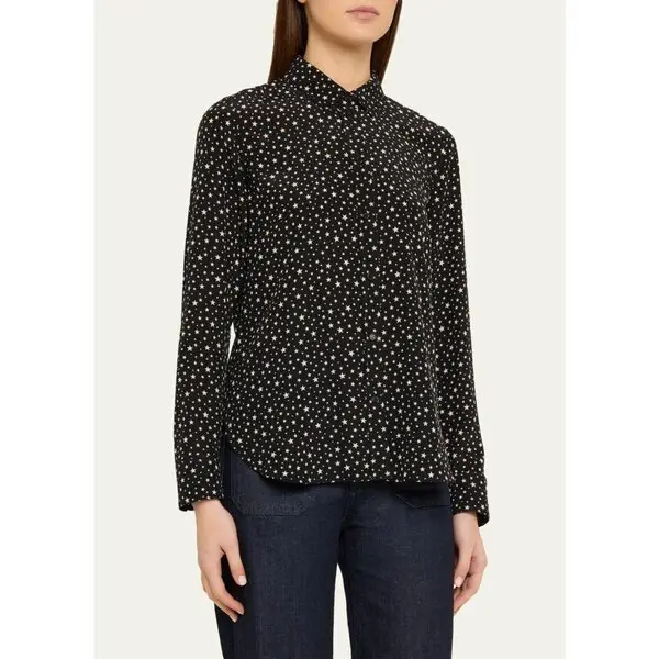 NILI LOTAN Spotted Silk Blouse