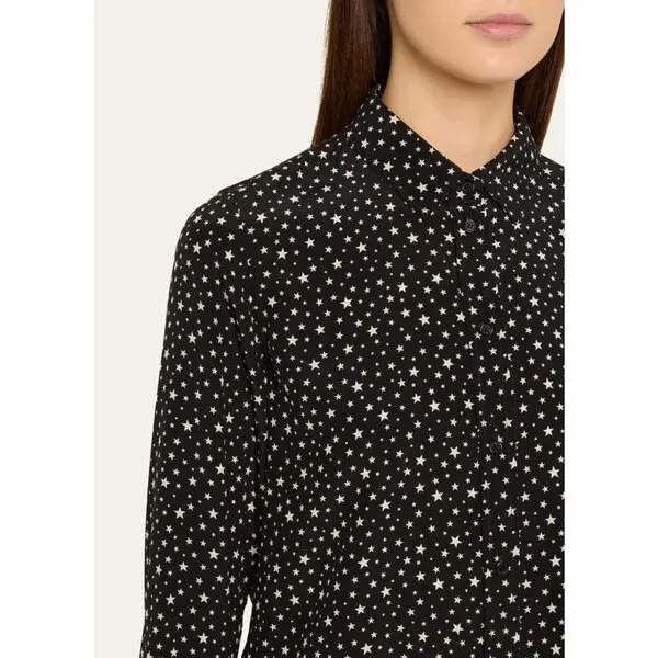 NILI LOTAN Spotted Silk Blouse