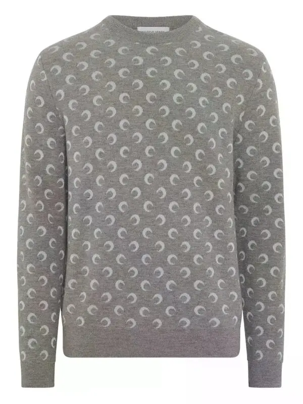 MARINE SERRE Moon Jacquard Knit Crew Neck Sweater