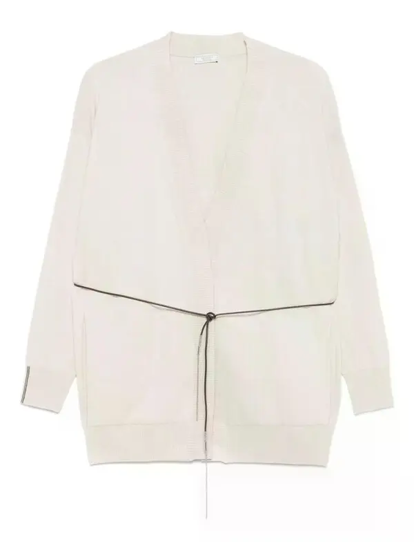Peserico V-neck Cardigan With Tie Fastening - Neutrals