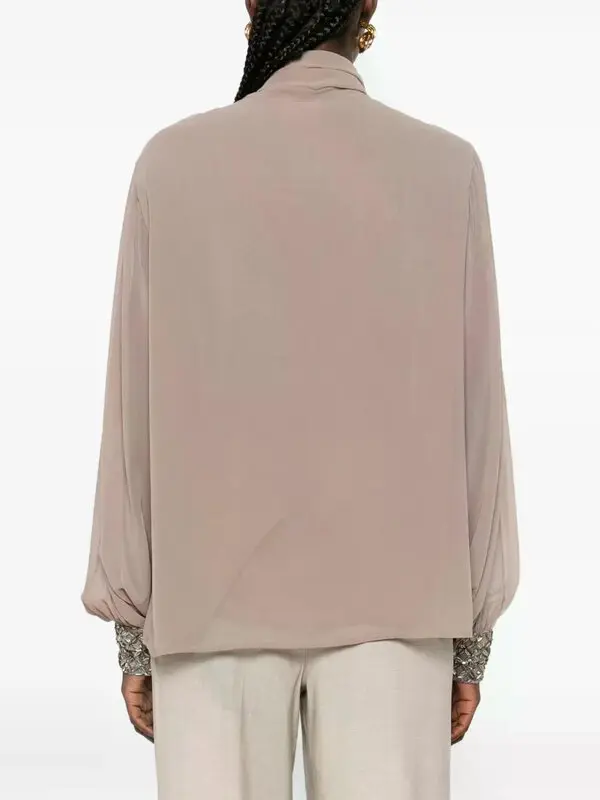 P.a.r.o.s.h Embellished Cuffs Bow Neck Blouse