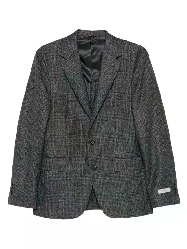 Canali Checked Wool Blazer - Grey