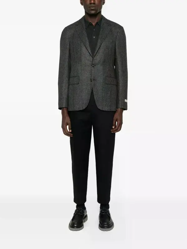 Canali Checked Wool Blazer - Grey
