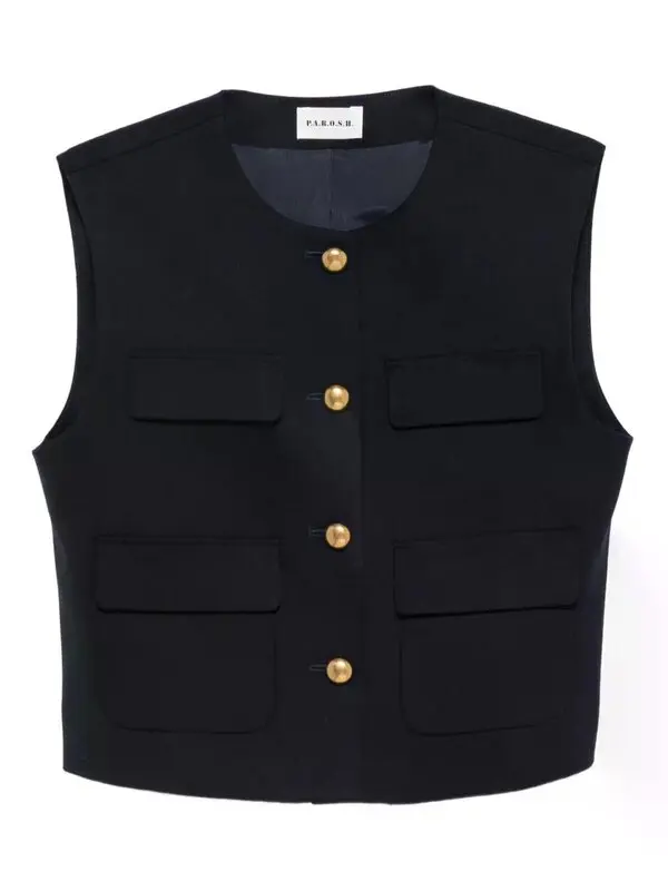P.a.r.o.s.h Pocketed Buttoned Waistcoat - Blue