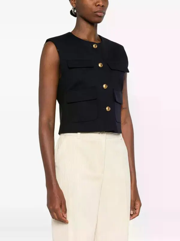 P.a.r.o.s.h Pocketed Buttoned Waistcoat - Blue