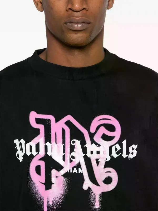 Palm Angels Miami Monogram Spray-print T-shirt