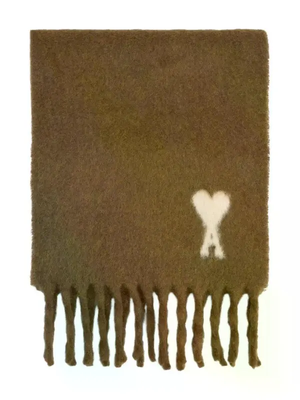 AMI Paris Off De Coeur Scarf - Brown