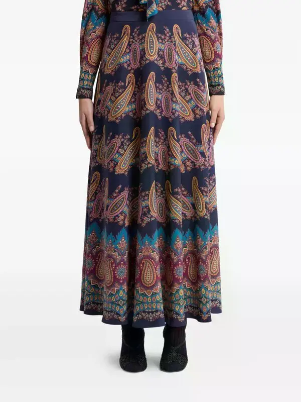 Etro Paisley-print Maxi Skirt - Blue