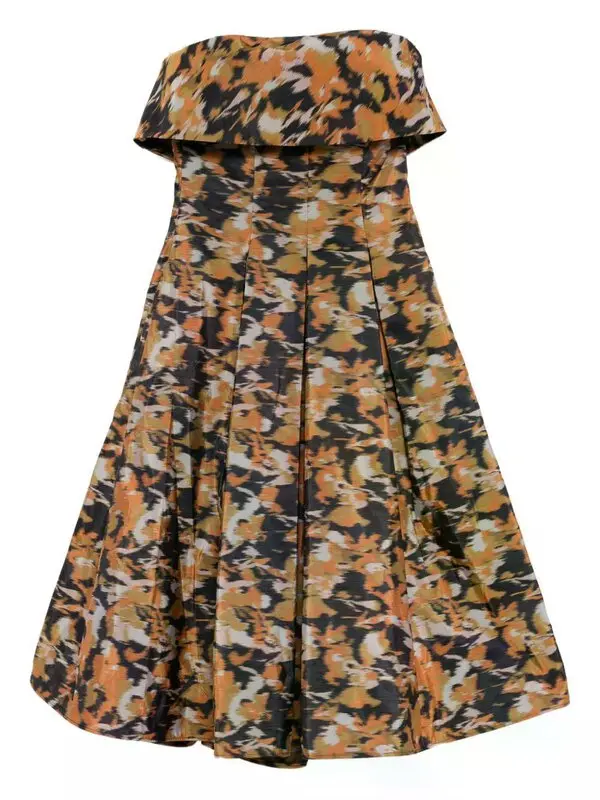 Amsale Printed Pleated Dress