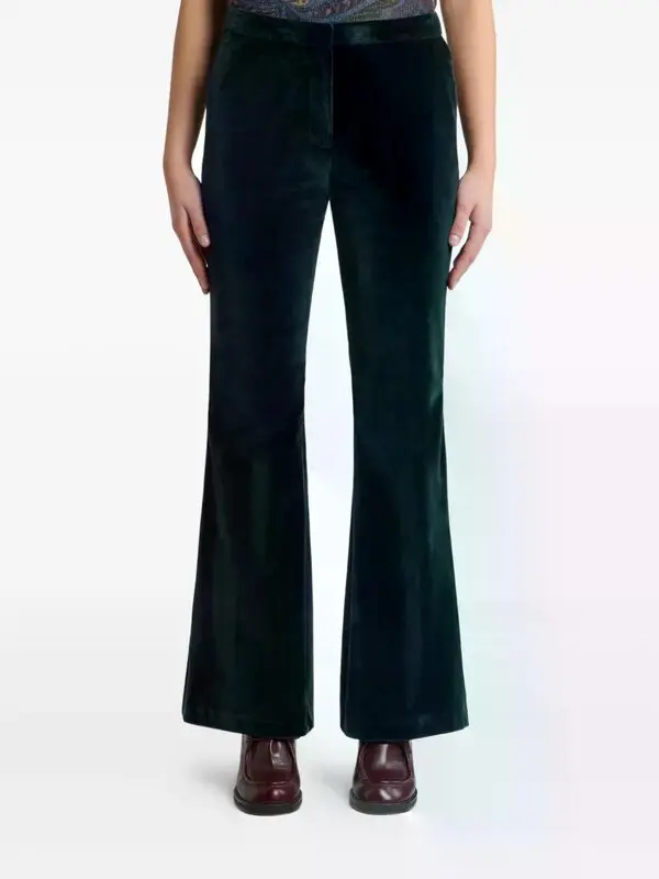 Etro Velvet Flared Trousers - Green