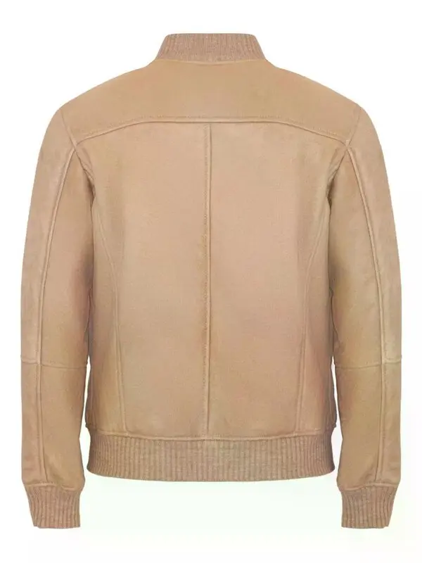 VOLFAGLI FIRENZE Ribbed-trim Zip-front Leather Jacket