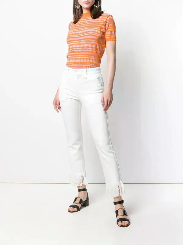 Chloé Fringe Trimmed Straight Leg Jeans