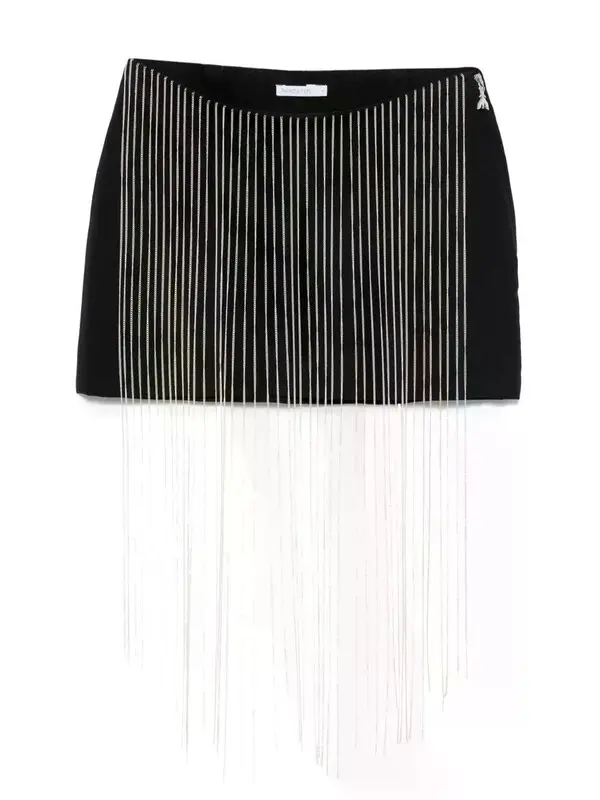 Patrizia Pepe Rhinestone-embellished Fringe Mini Skirt - Black