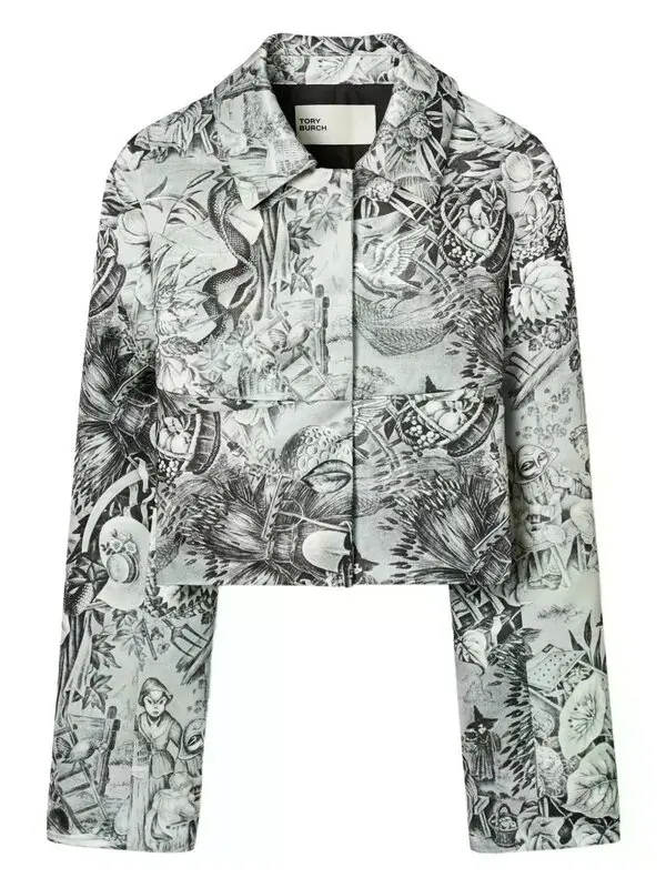 Tory Burch Printed Crop Blazer