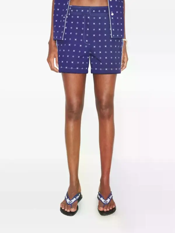 Tory Burch Twill Printed Camp Shorts