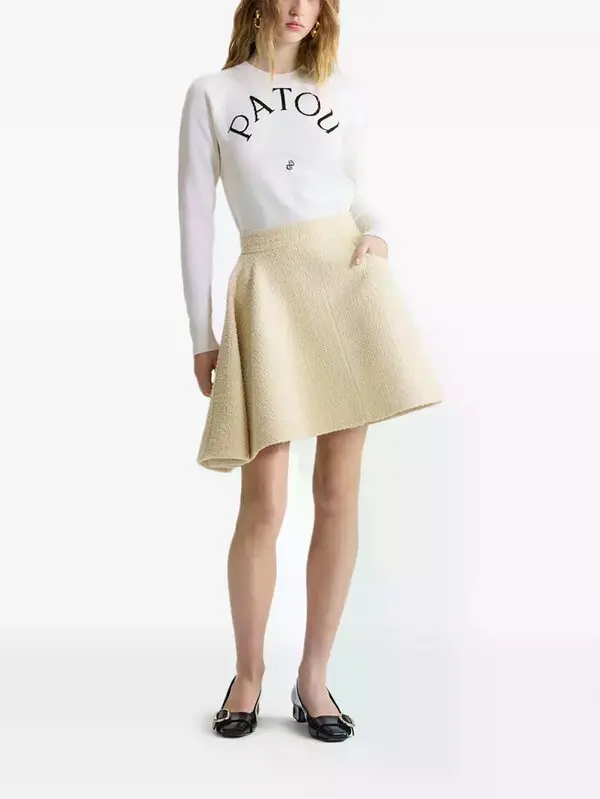 PATOU Asymmetric Tweed Flared Skirt - Neutrals