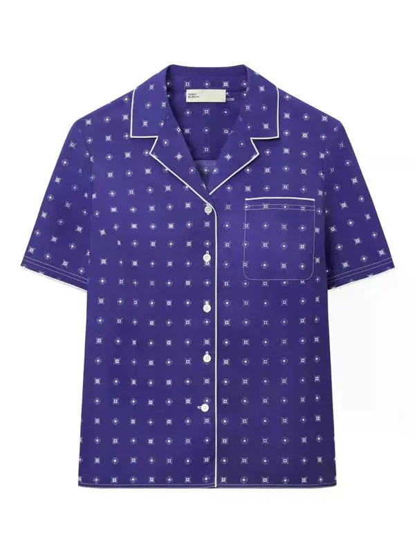 Tory Burch Camp Collar Patterned Shirt