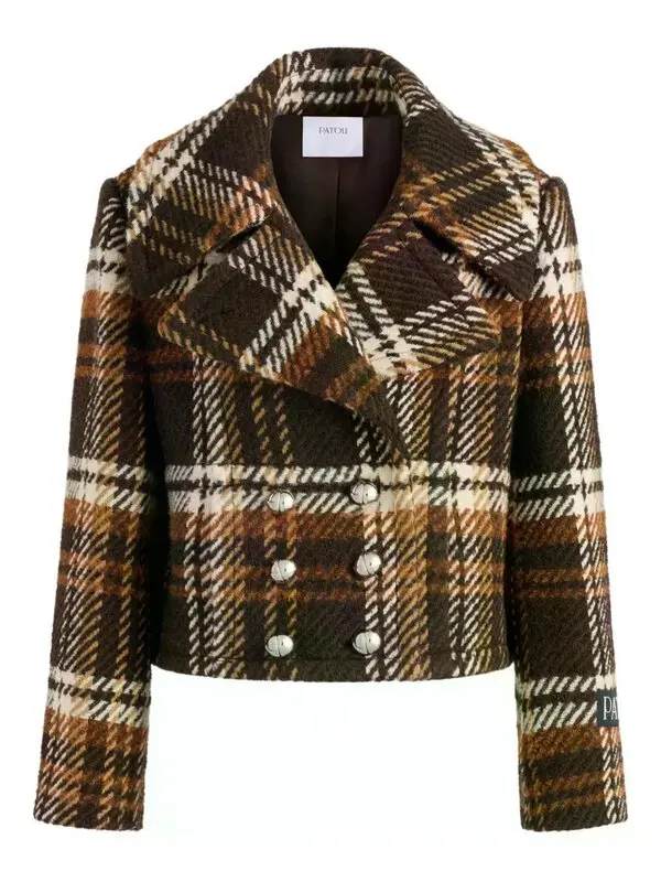 Patou Plaid Double-breasted Jacket - Brown