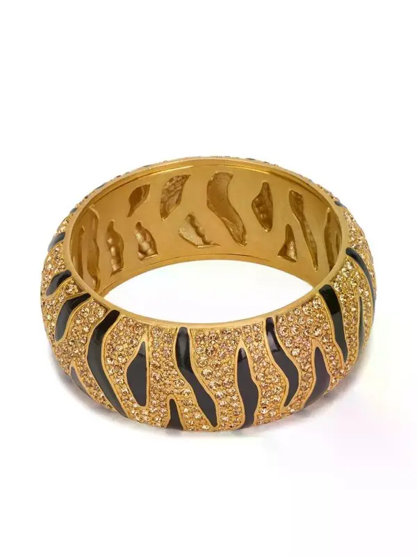 Roberto Cavalli Crystal-embellished Tiger-striped Bracelet - Gold