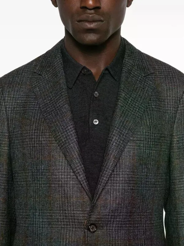 Canali Checked Wool Blazer - Grey