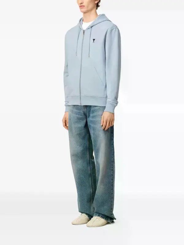AMI Paris De Coeur Zip-up Hoodie - Blue