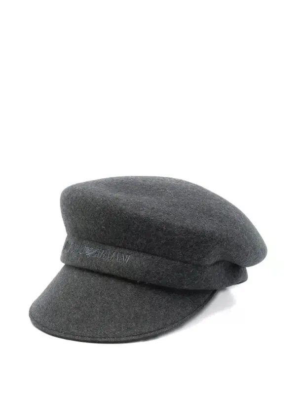 Emporio Armani Embroidered Wool Beret - Grey