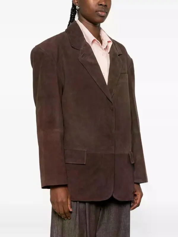 Remain Birger Christensen Suede Single-breasted Blazer - Brown