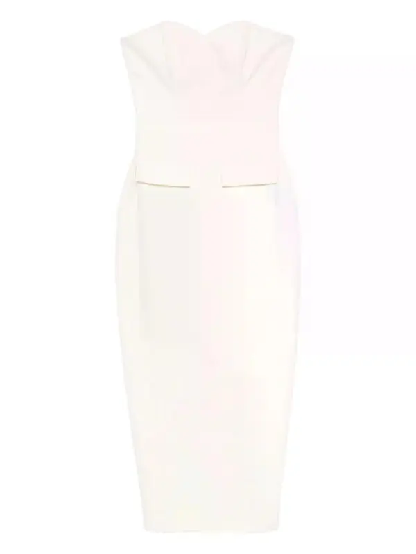 VESTIAIRE D'UN OISEAU LIBRE Flap-pocket Strapless Midi Dress - White
