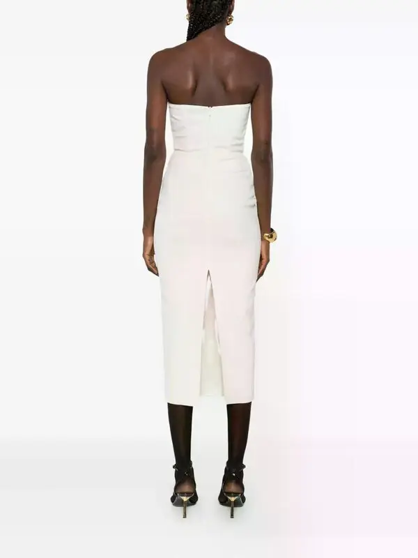 VESTIAIRE D'UN OISEAU LIBRE Flap-pocket Strapless Midi Dress - White