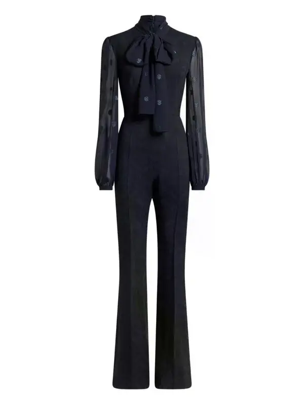 Etro Jacquard Bow Jumpsuit - Blue