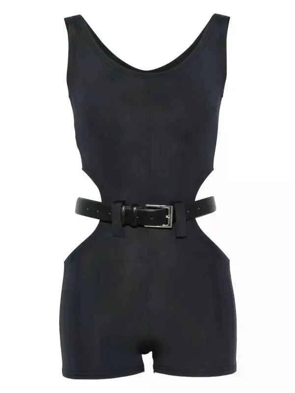 VESTIAIRE D'UN OISEAU LIBRE Cut-out Belted Playsuit - Black