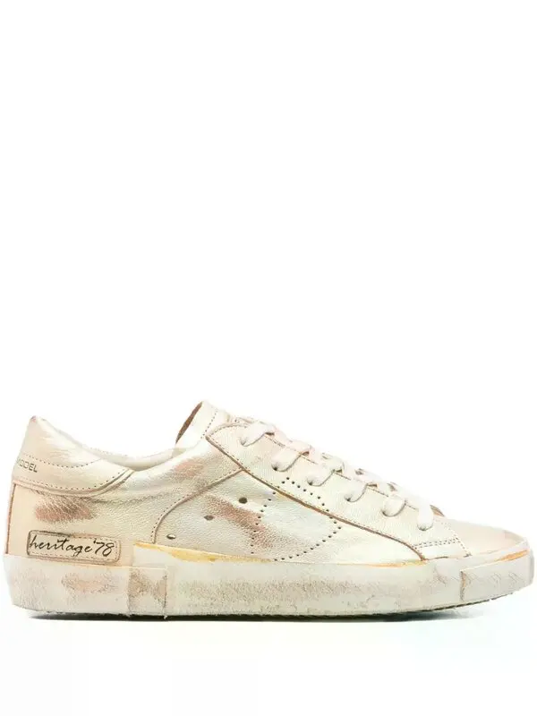 Philippe Model Metallic Leather Sneakers - Gold