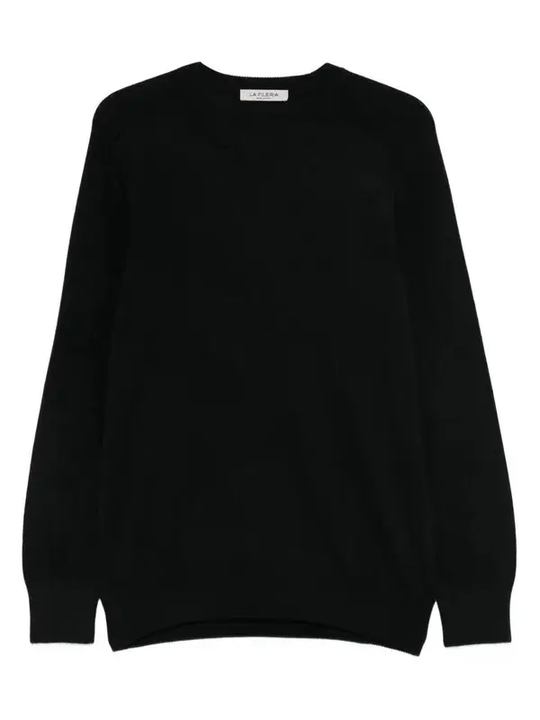 FILERIA Ribbed Crew-neck Sweater - Black