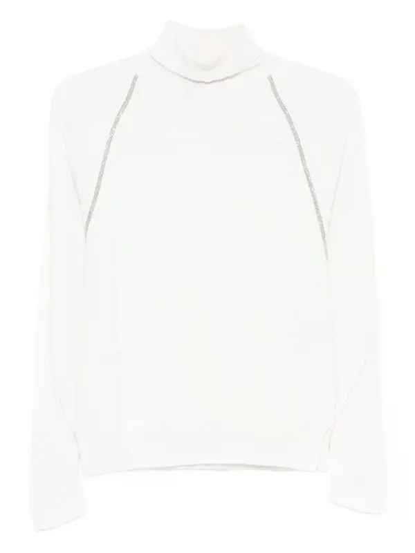 D.exterior Raglan-sleeve High-neck Sweater - White