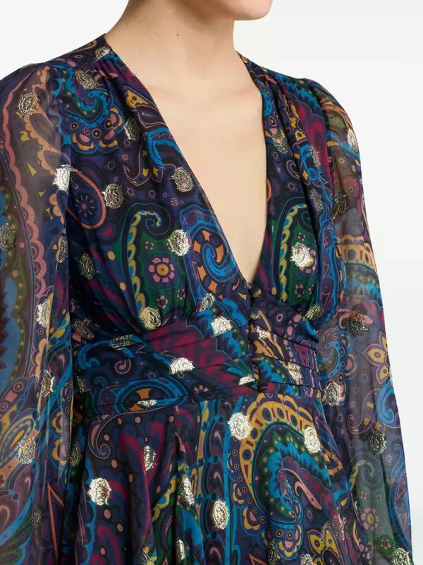 Etro Paisley-print V-neck Mini Day Dress