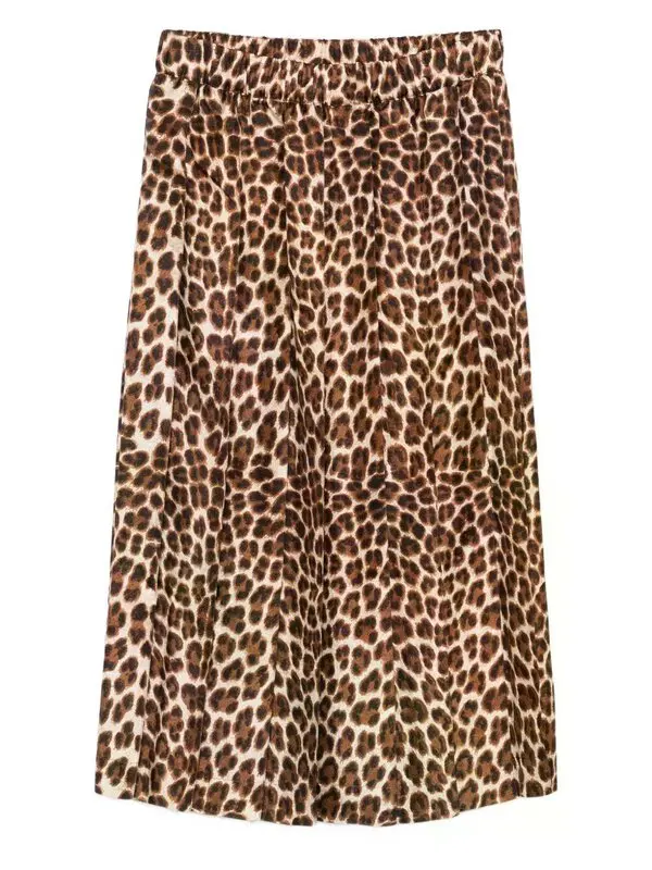 P.a.r.o.s.h Pleated Leopard-print Midi Skirt