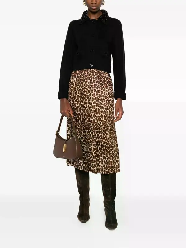 P.a.r.o.s.h Pleated Leopard-print Midi Skirt