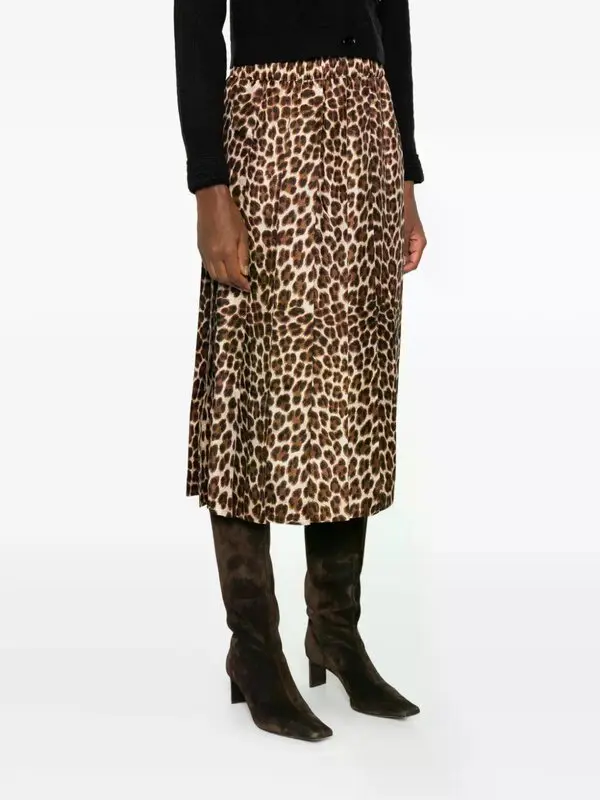 P.a.r.o.s.h Pleated Leopard-print Midi Skirt