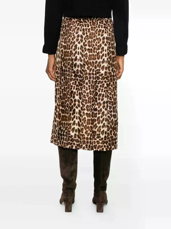 P.a.r.o.s.h Pleated Leopard-print Midi Skirt