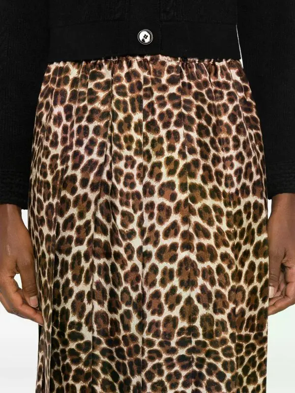 P.a.r.o.s.h Pleated Leopard-print Midi Skirt