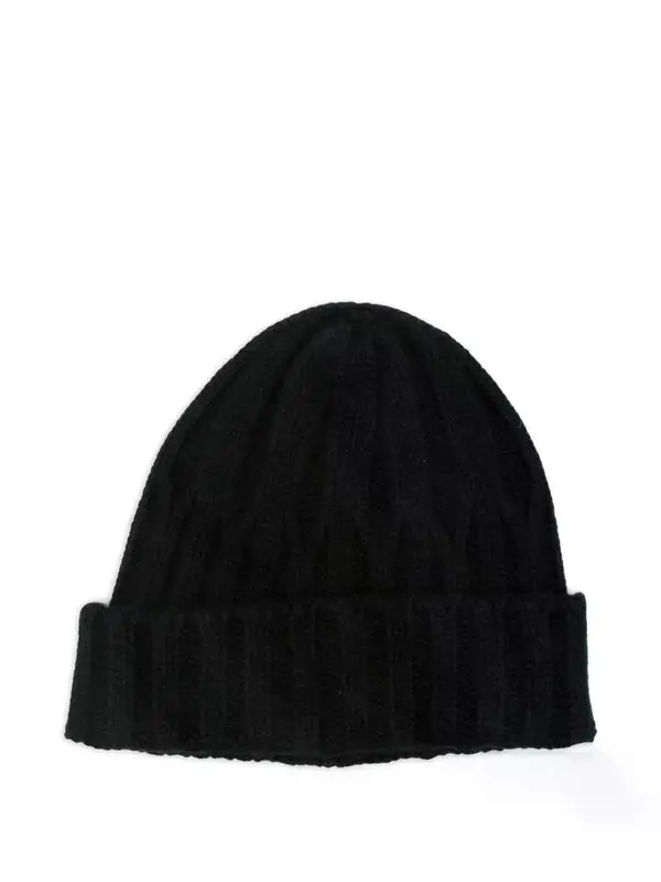 FILERIA Ribbed Cashmere Beanie - Black