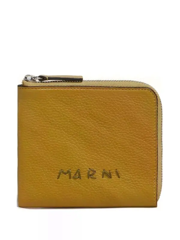 Marni Textured Leather Zip-Around Wallet - Yellow | Editorialist