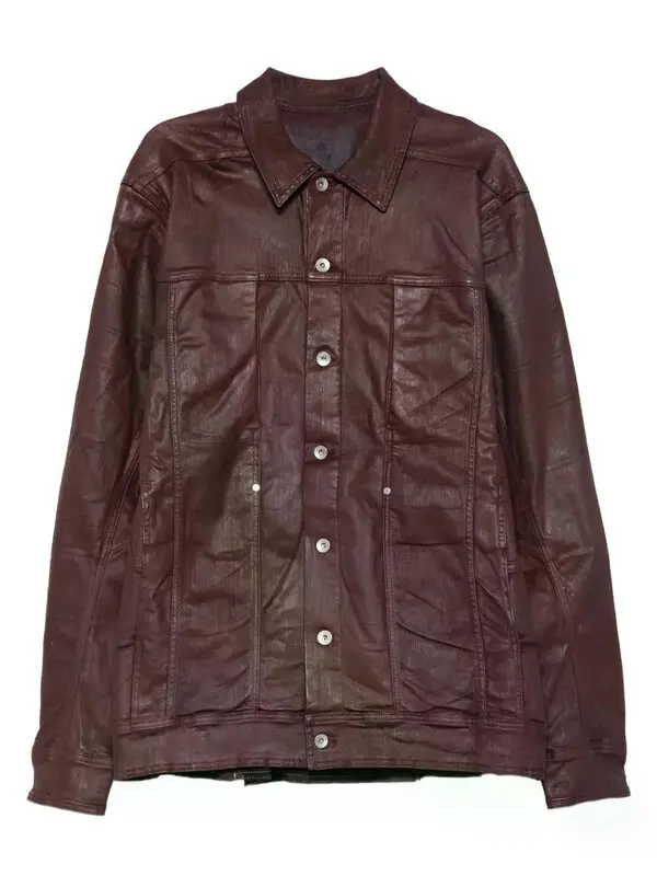 Rick Owens Waxed Effect Shirt Jacket - Red